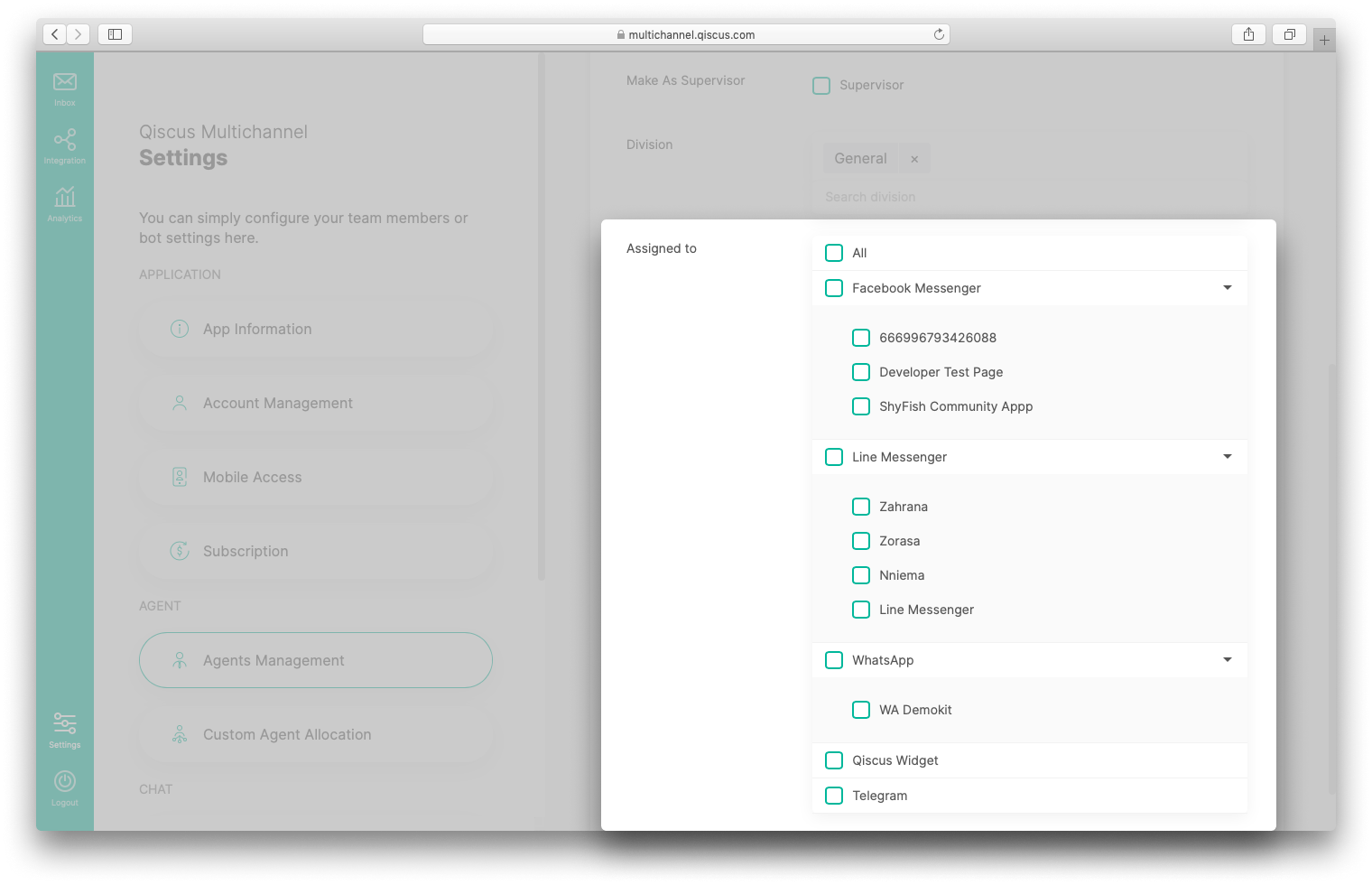 Settings and Configuration - Documentations | Qiscus