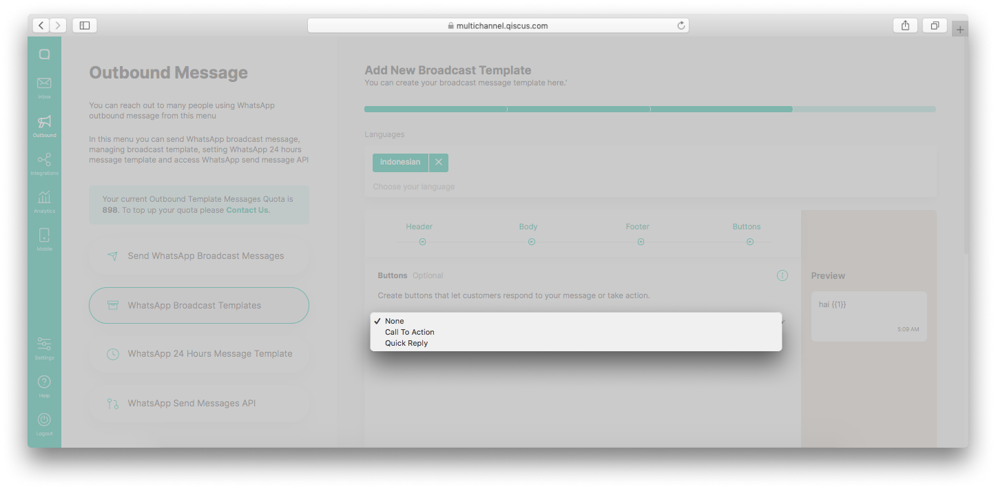 Outbound Message - Documentations | Qiscus