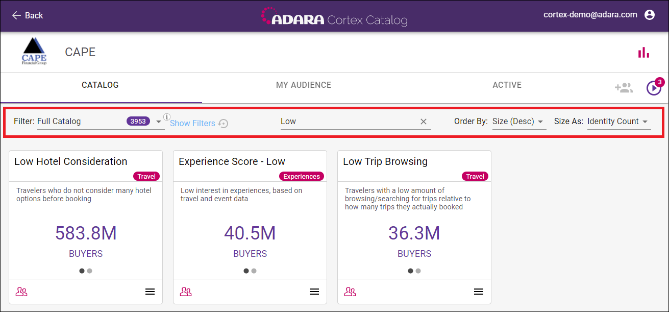 5.4. Filter, Tag, Search, and Display Options - Adara Documentation