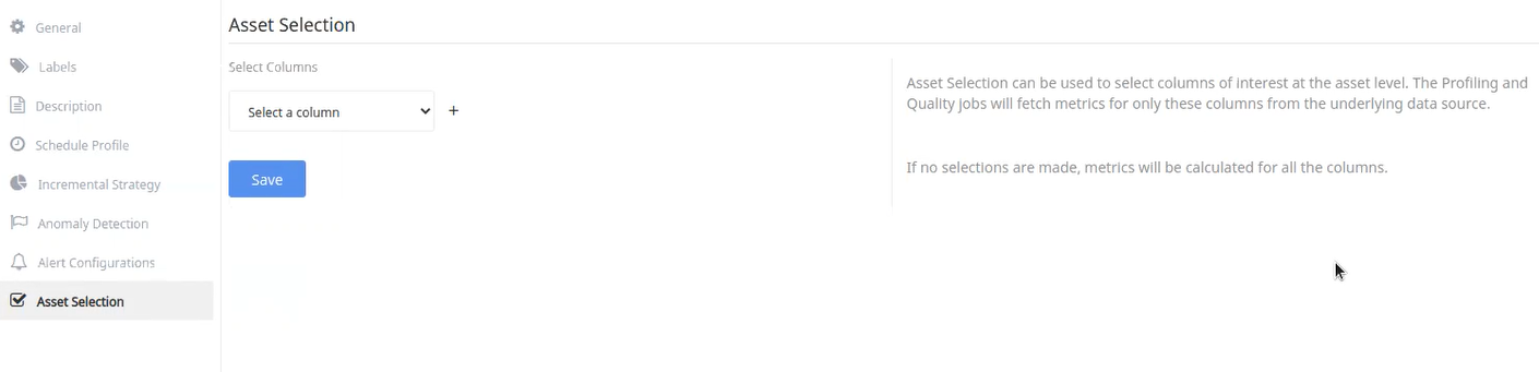 Asset Selection Settings - Torch